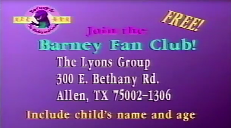 BARNEY FAN CLUB PROMO - Nostalchicks