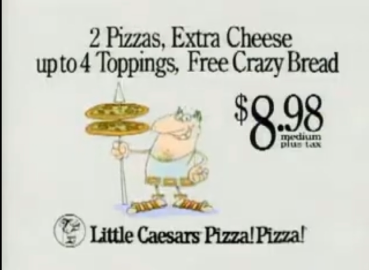 1991 LITTLE CEASARS - CHEESER CHEESER COMMERCIAL - Nostalchicks