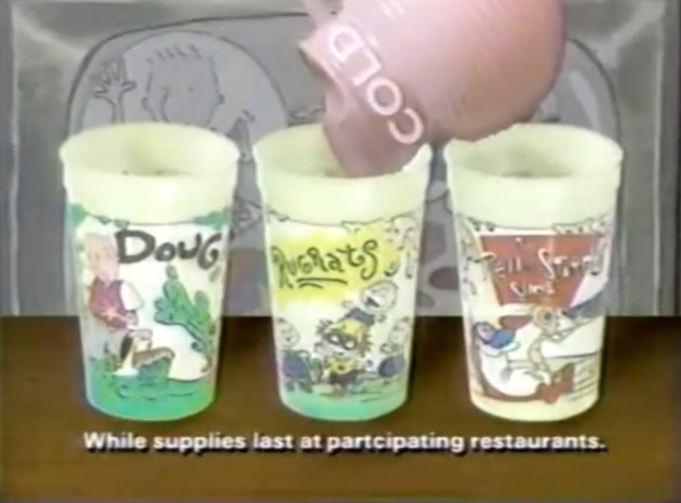 90'S PIZZA HUT COMMERCIAL DOUG, RUGRATS, REN & STIMPY CUPS - Nostalchicks